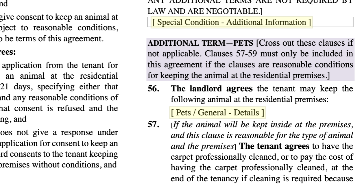 Striking out clauses in forms